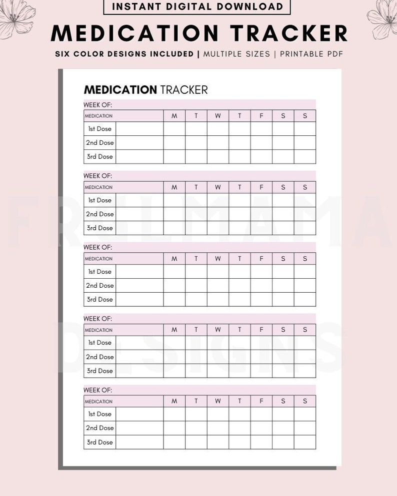Printable Medication Tracker: Weekly & Monthly Pill Log (PDF) - Etsy