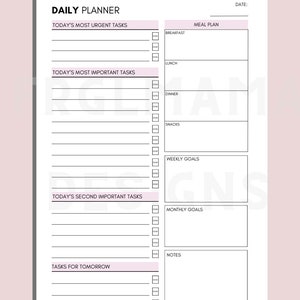 Daily Planner Printable, Daily Goal Planner, Daily to Do List, Daily ...