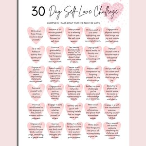 30 Day Self-love Challenge Printable: Activities & Tracker (PDF) - Etsy