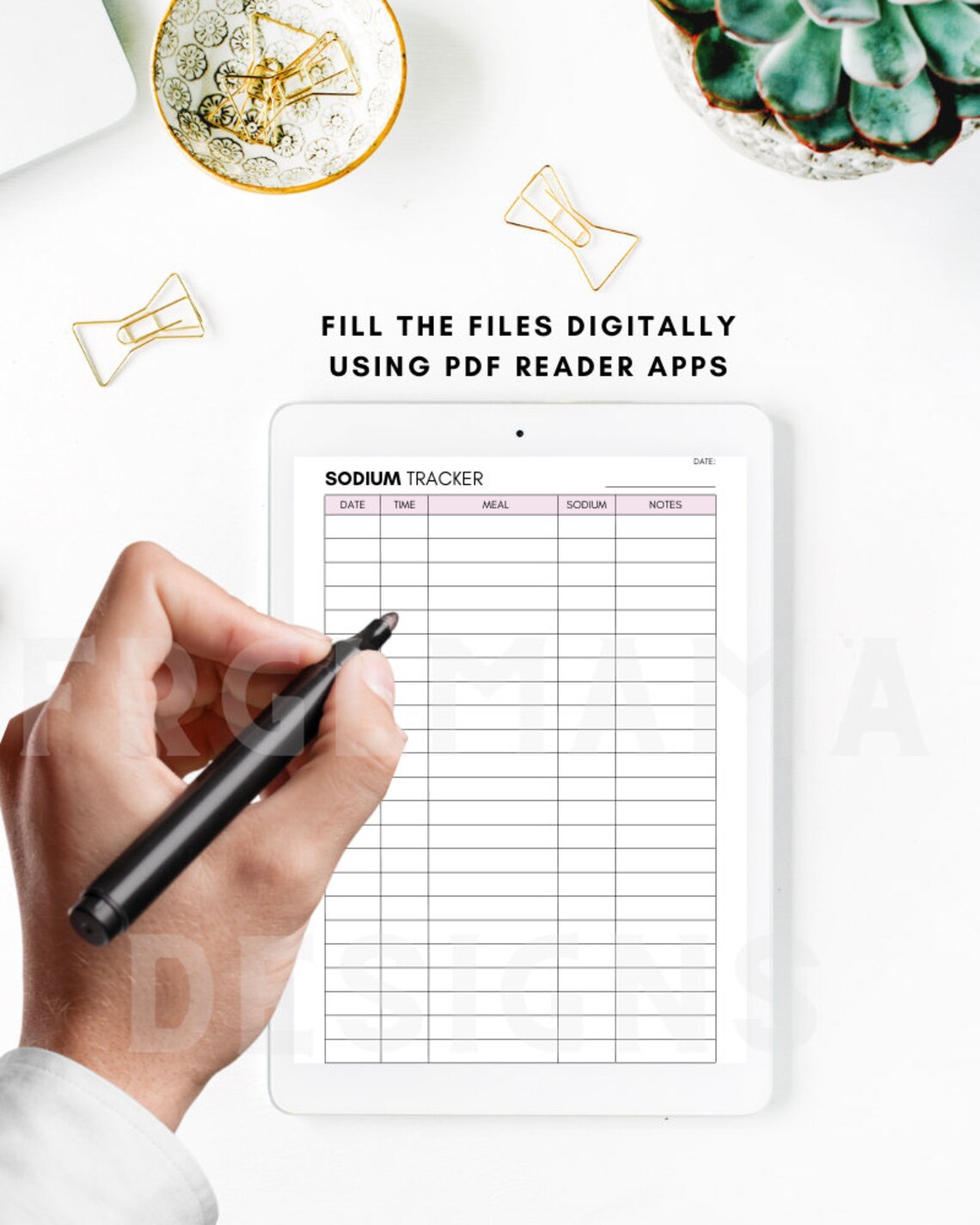 Printable Sodium Intake Tracker: Meal Planner, Symptoms & Treatments ...