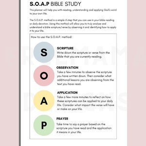 SOAP Bible Study Printable Template: Scripture, Observation ...