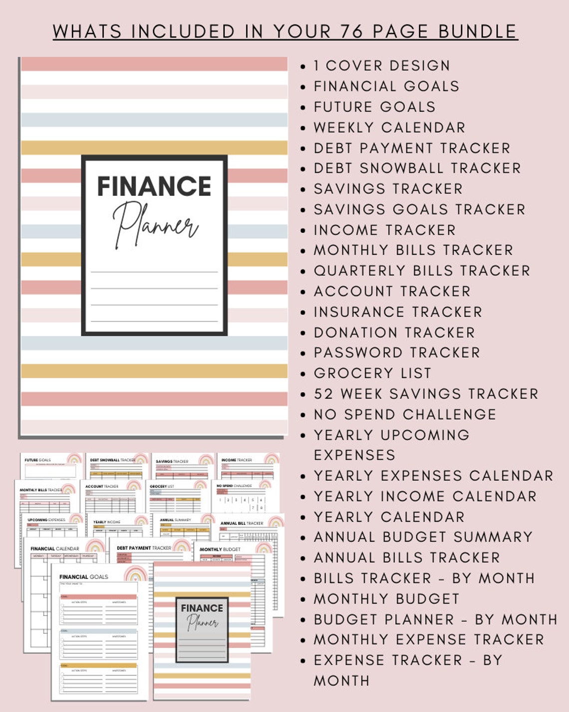 Rainbow Budget Planner Finance Planner Monthly Budget Planner | Etsy