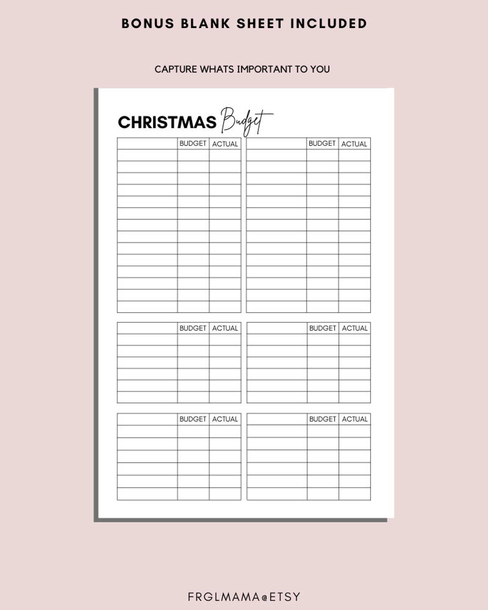 CHRISTMAS Budget Overview Template Printable Paycheck Budget | Etsy