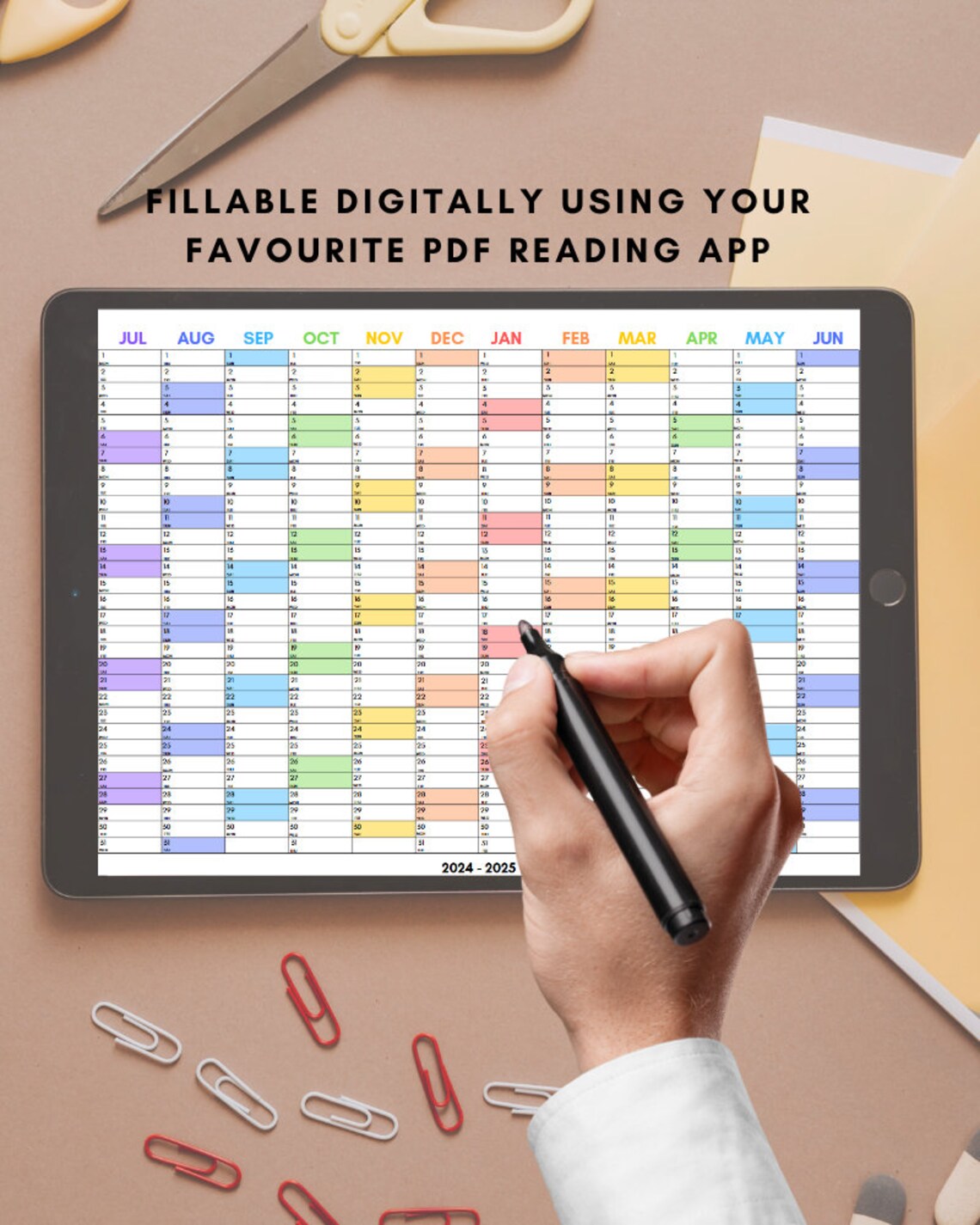 2024-2025 Yearly Planner: Minimalist Calendar (A3, A4, A5 PDF Printable ...