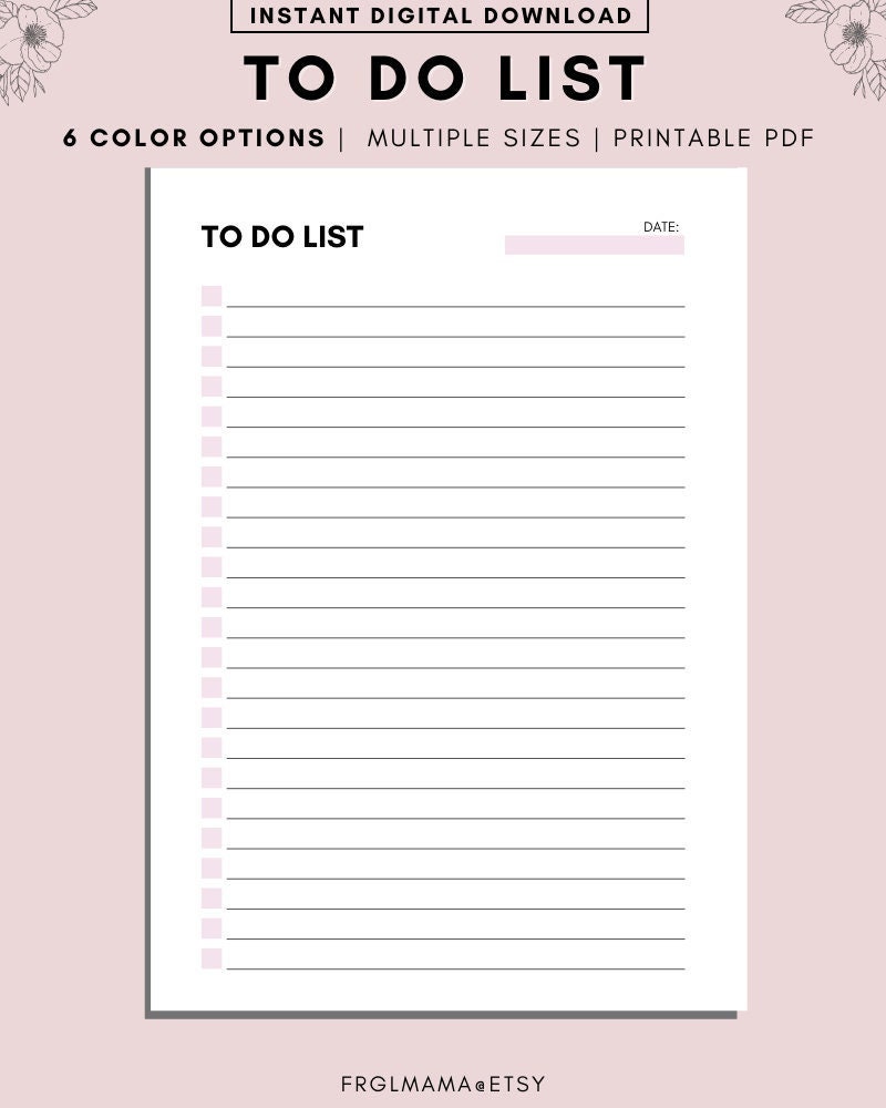 Minimalist to Do List Printable Daily to Do List Task - Etsy UK