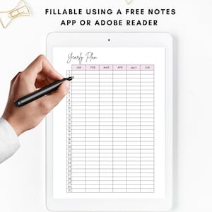 Printable 2 Page Yearly Planner, Year at a Glance, Yearly Agenda, 12 ...
