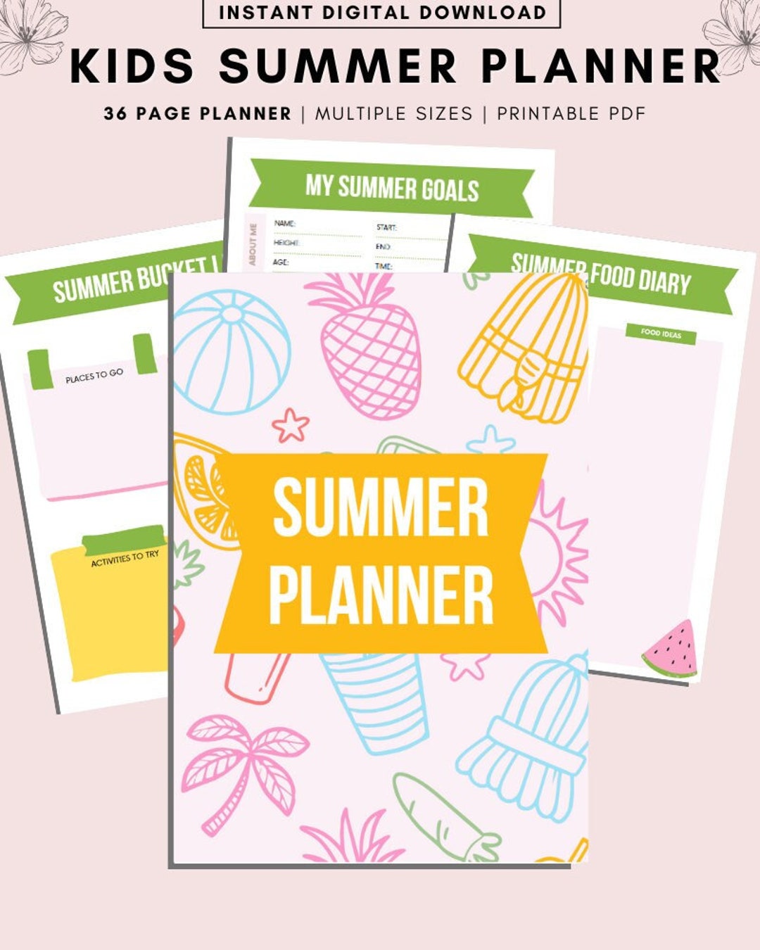 Kids Summer Planner: Undated Activity Printable (A4, Letter, A5 PDF) - Etsy