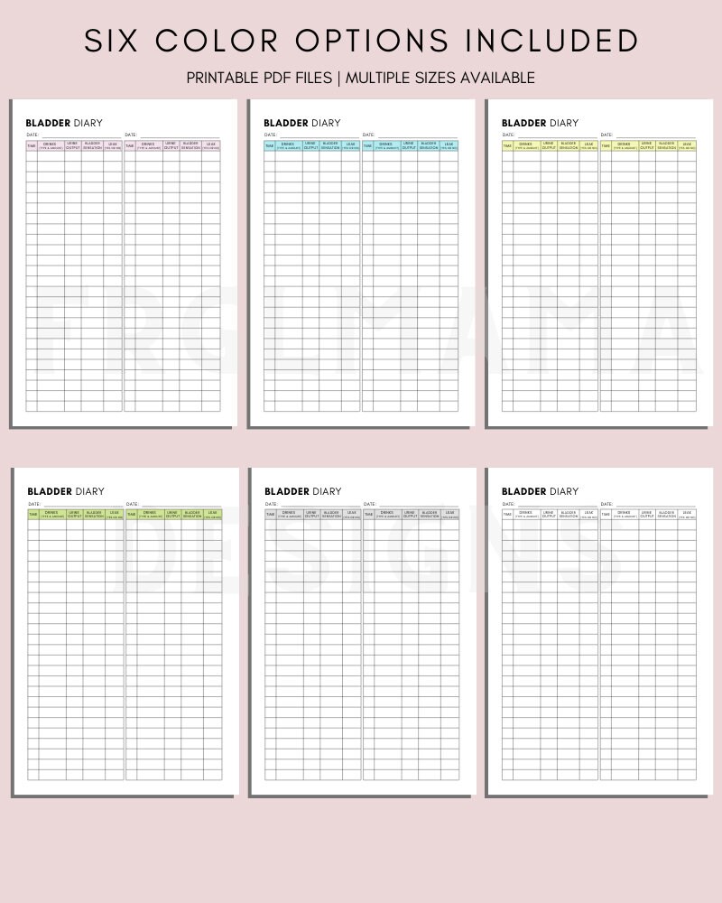 Bladder Diary Tracker Printable: Urination & Symptoms Log (PDF) - Etsy