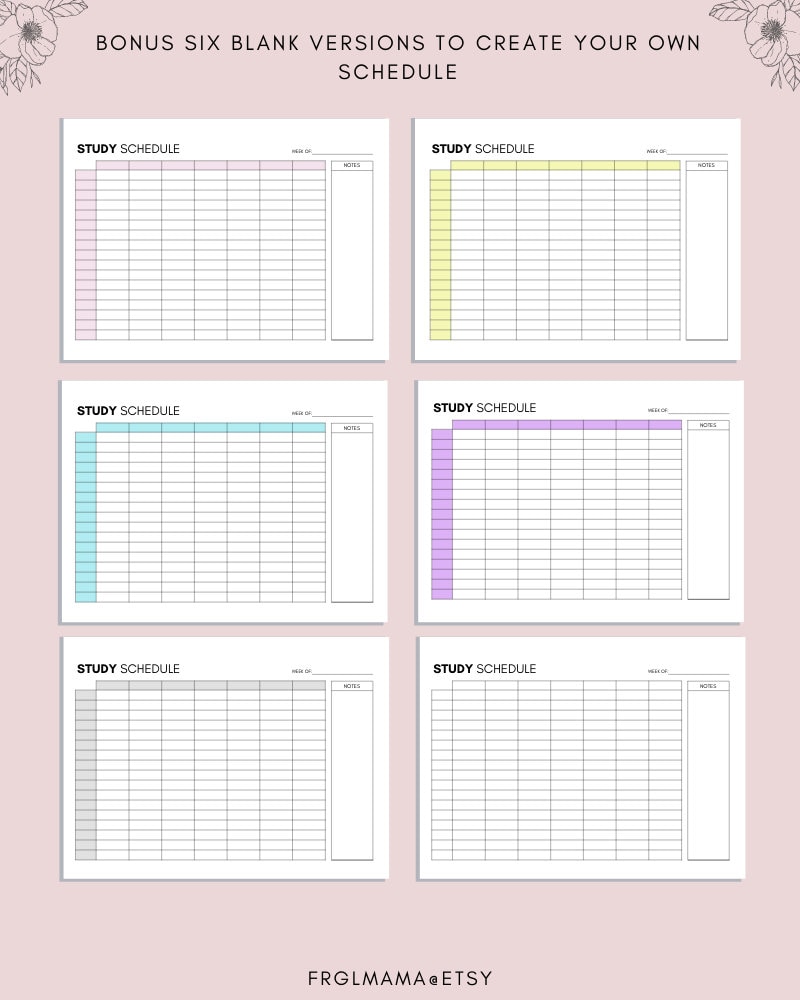 Minimalist Study Schedule Printable Set: Weekly Timetable (A4, A5 ...