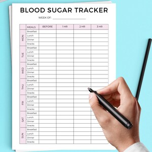 Blood Sugar Tracker Printable Template, Blood Glucose Tracker, Diabetic ...