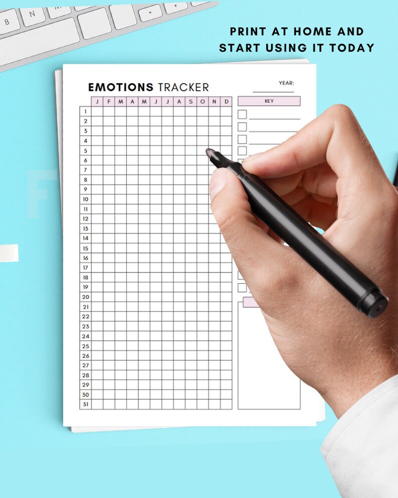 Emotions Tracker Printable: Mood Journal, Wellness Planner (PDF ...