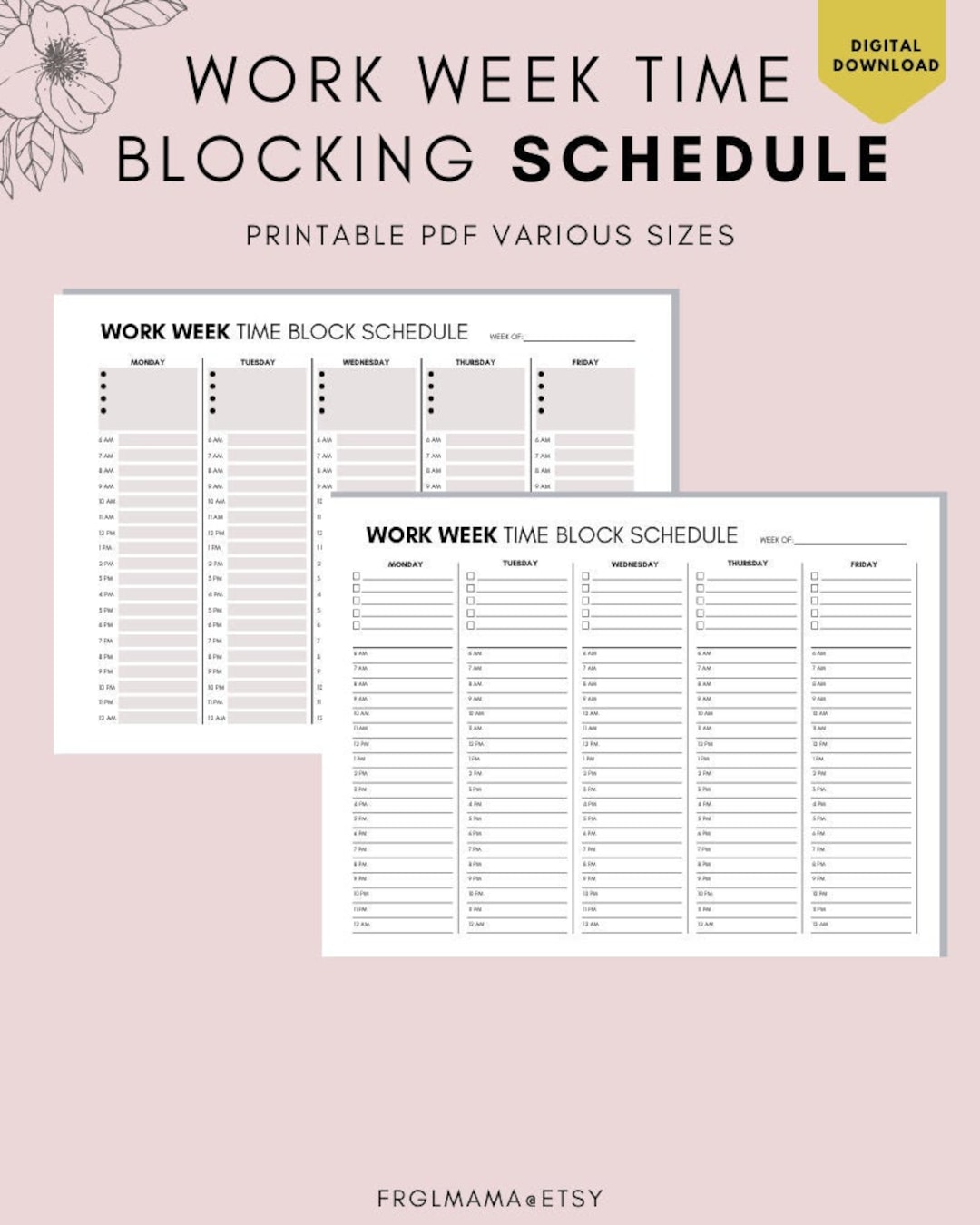 Time Blocking Weekly Schedule Printable (digital Download) - Etsy