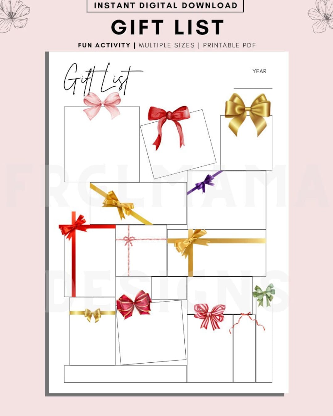 Holiday Gift List, Christmas Presents Printable, Christmas Gift List ...