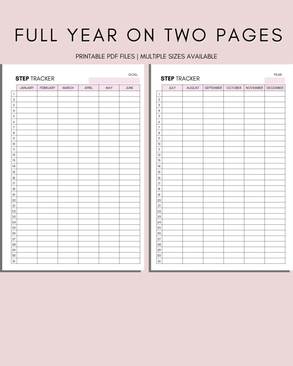 Step Tracker Step Log INSTANT DOWNLOAD Planner Insert A4 | Etsy