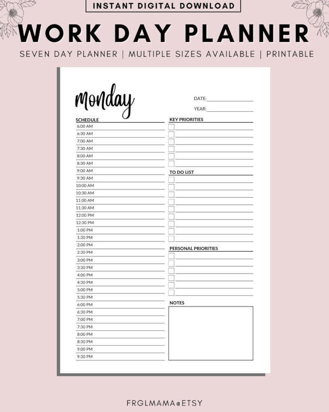 Work From Home Planner, Personal Daily Planner, Productivity Planner ...
