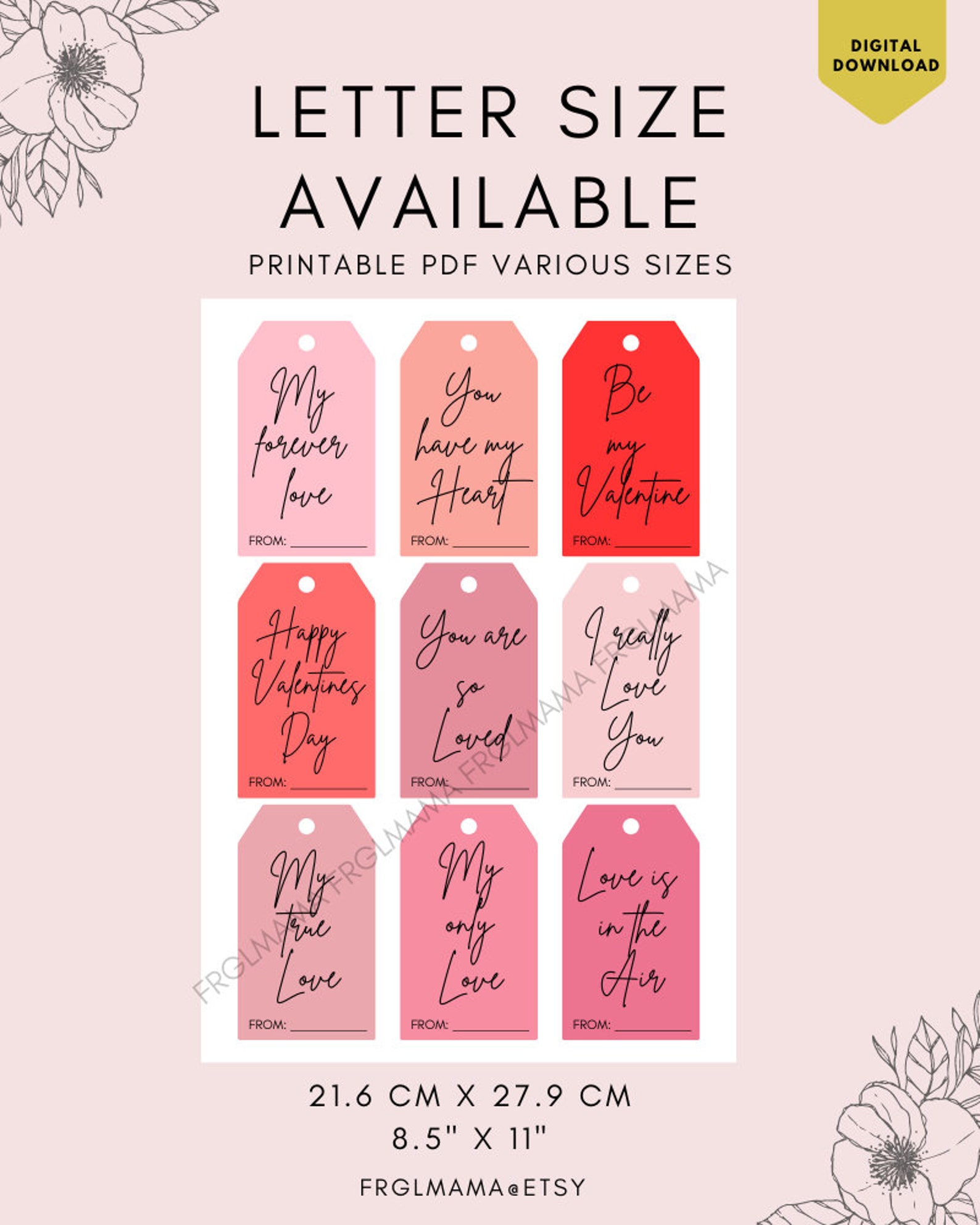 Valentines Gift Tag Printable Valentines Day Gift Tags Gift - Etsy
