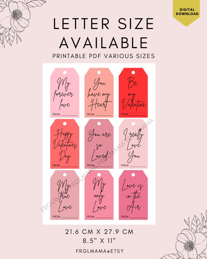 Valentines Gift Tag Printable Valentines Day Gift Tags Gift - Etsy