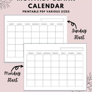 Monthly Calendar Landscape, Printable Calendar, Year Calendar ...