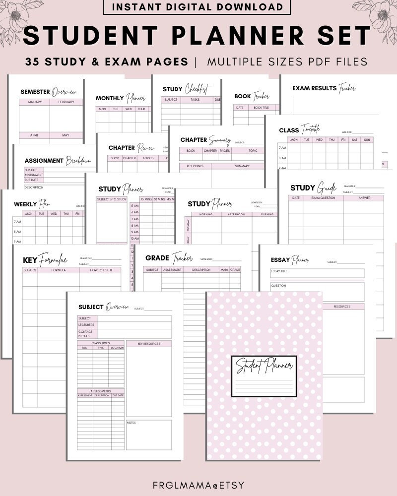 Student Planner Printable Set: Exam Prep Kit (a4/a5/letter PDF) - Etsy