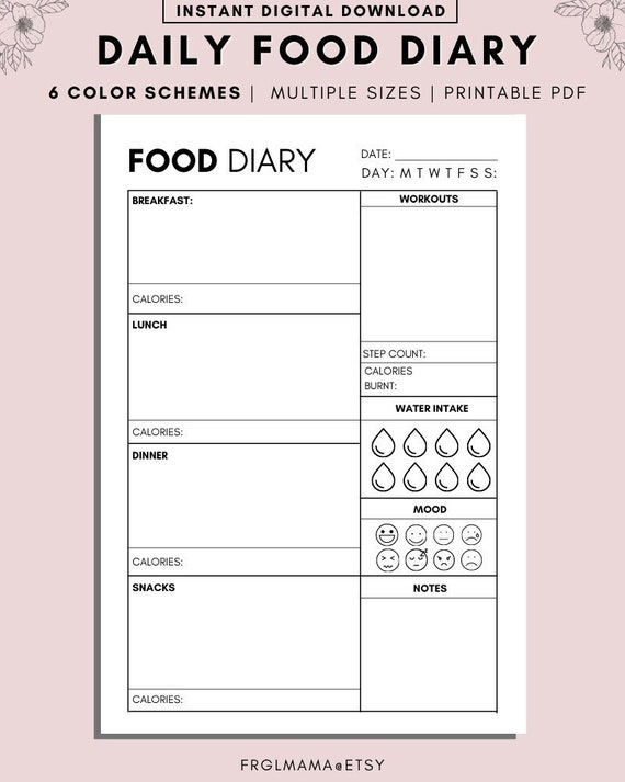 Daily Food Diary Printable A4 A5 Printable Daily Food daily-food-diary-printable-a4-a5-printable-daily-food