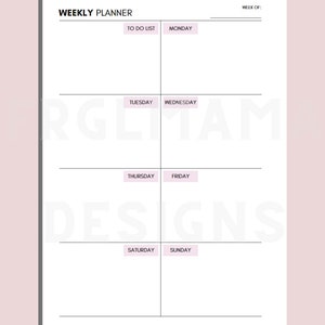 Weekly Planner Printable, Weekly Goal Planner, Weekly to Do List ...