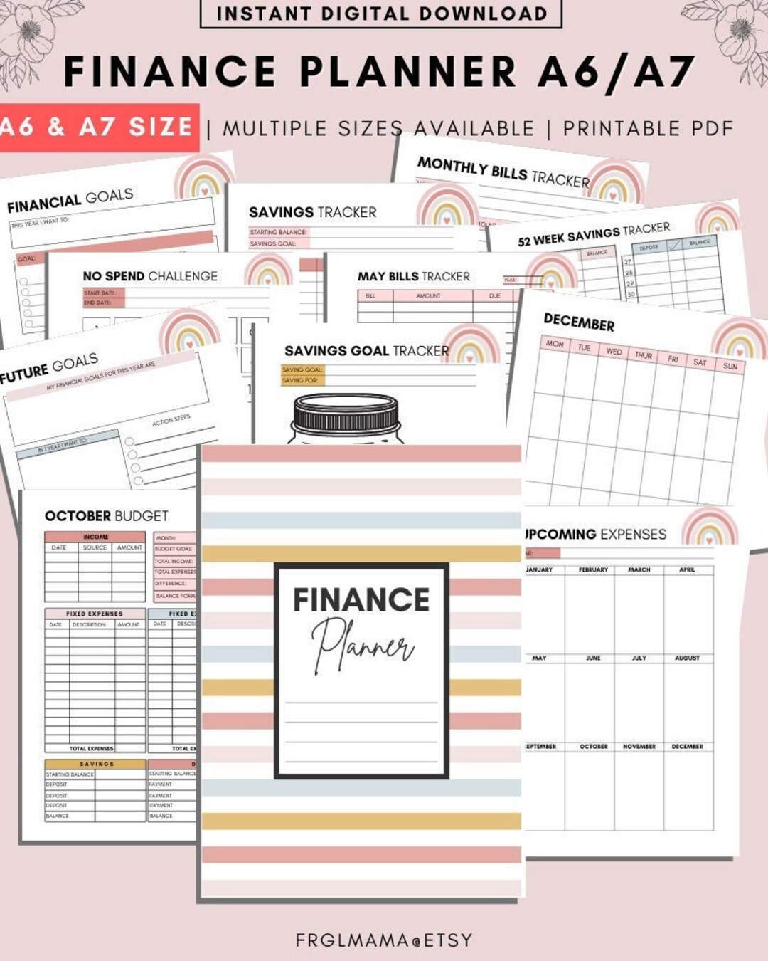Rainbow Budget Planner Finance Planner Monthly Budget Planner Printable ...