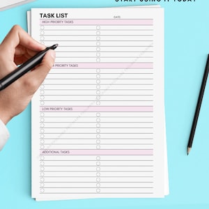 Blank Priority Task List Printable, Blank List Printable, Task List ...