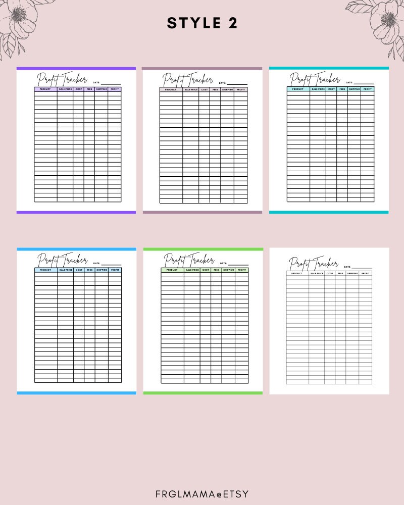 Profit Tracker Printable Yearly Business Cost Log Revenue - Etsy