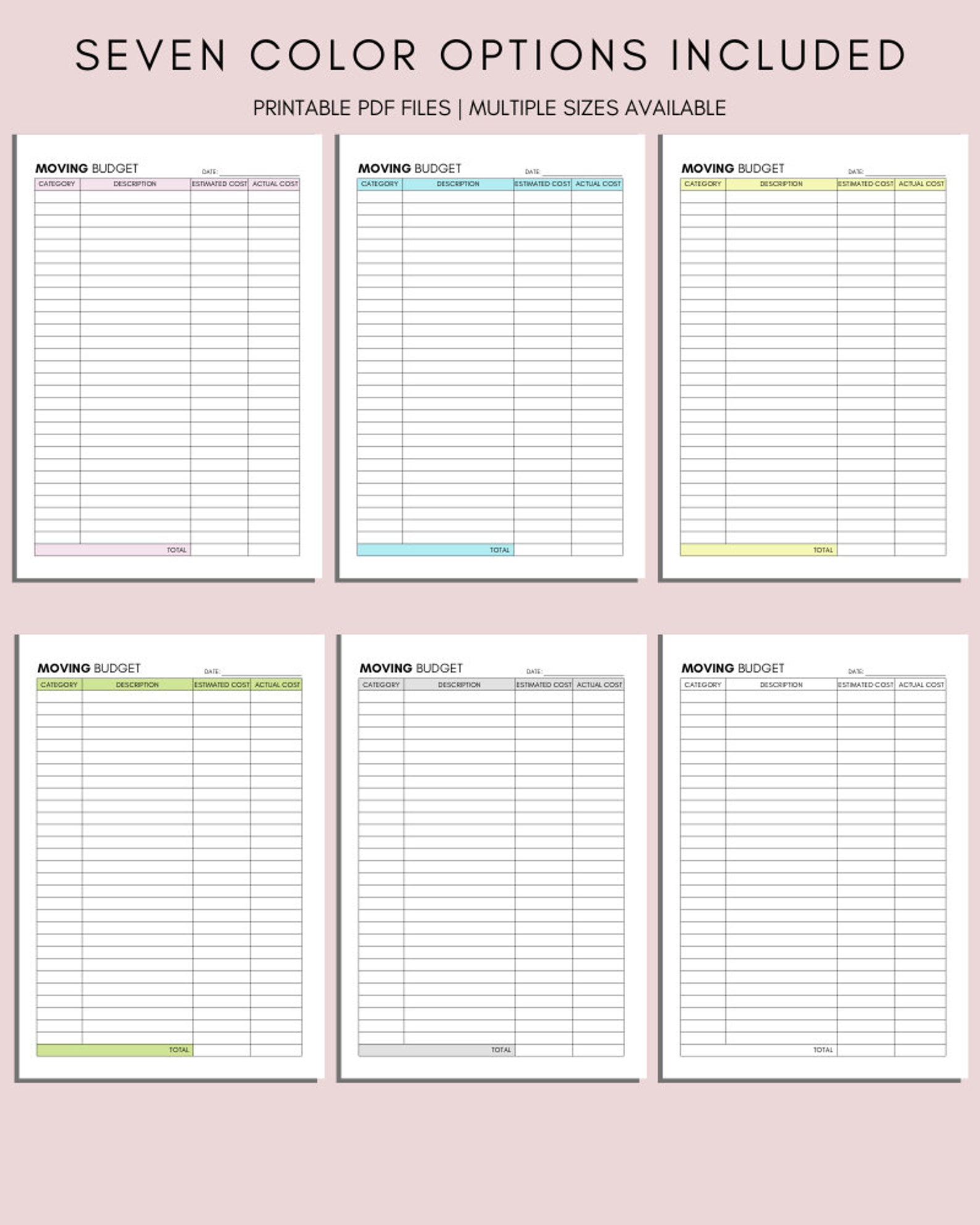 Moving Budget Overview Template Printable, Moving Budget Printable ...