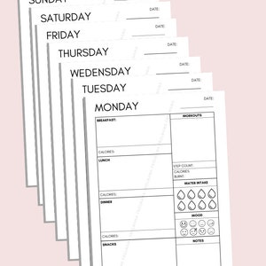 SEVEN DAY Daily Food Diary Printable, A4 A5 Printable Daily Food ...