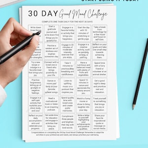 30 Day Good Mood Challenge Printable: Self-love Activities (PDF) - Etsy