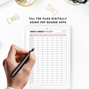 Energy Tracker, Weekly Energy Level Tracker Printable, Track Energy ...