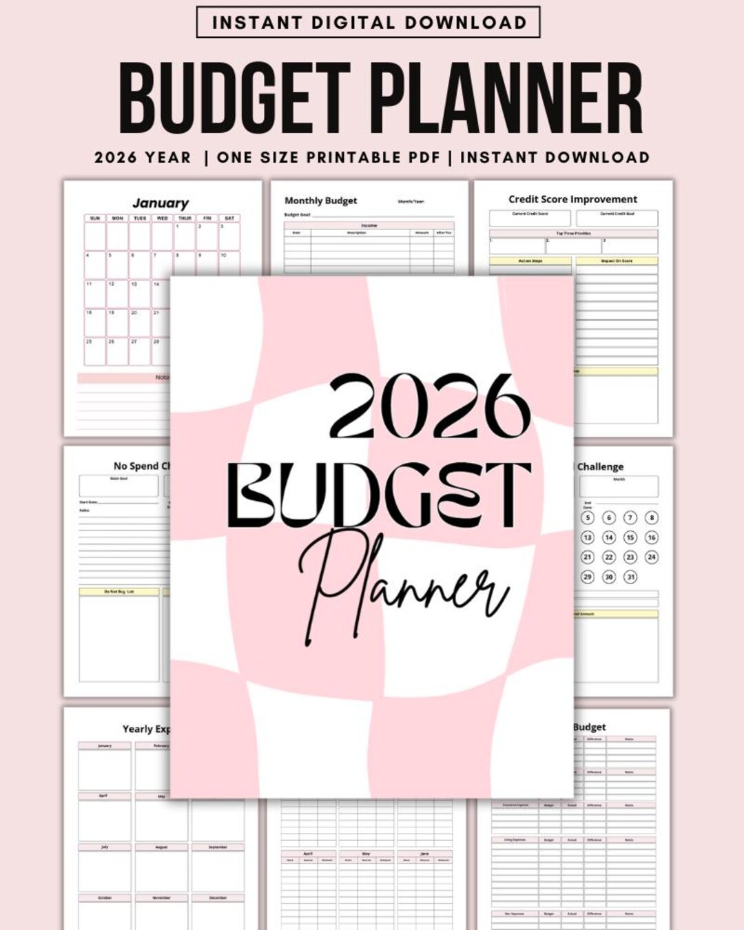 Printable Monthly Budget Planner: Bill Tracker, Savings & Debt (PDF ...