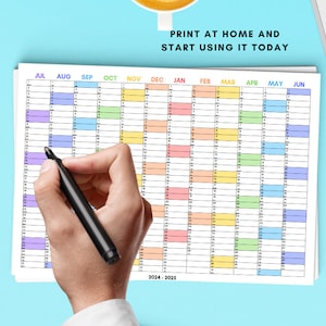 2024-2025 Yearly Planner: Minimalist Calendar (A3, A4, A5 PDF Printable ...