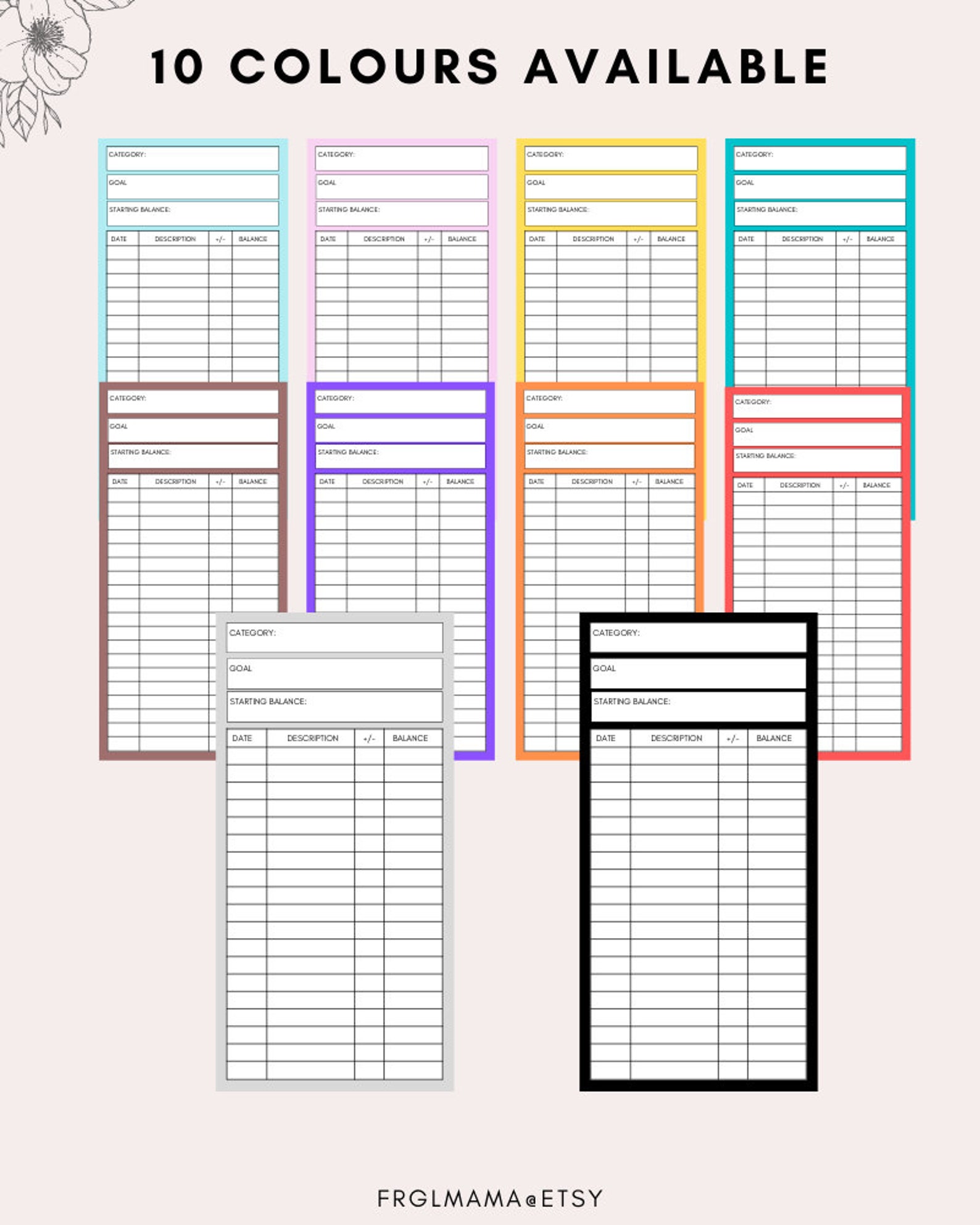 Cash Envelope Inserts Cash Transaction Register Cash - Etsy