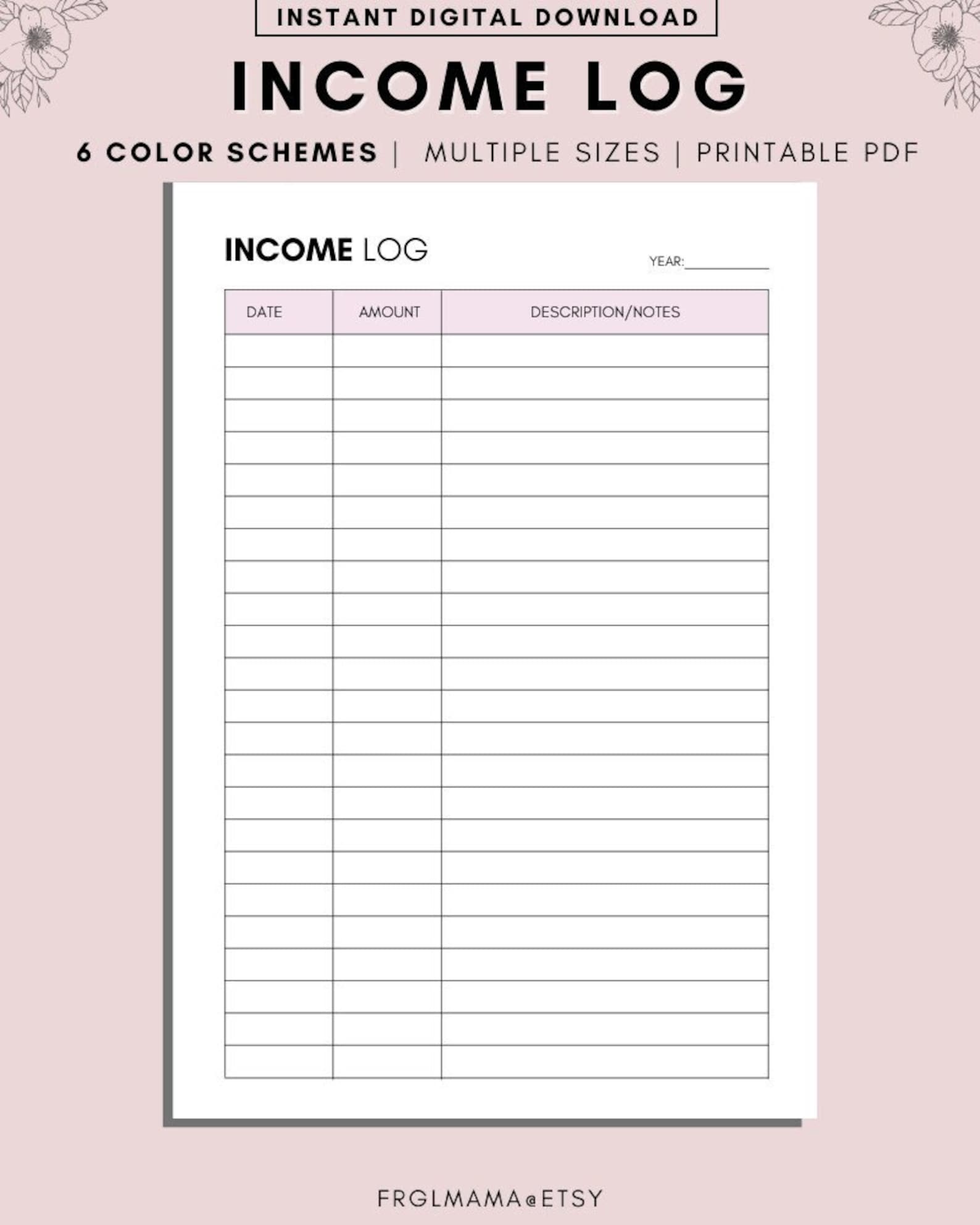 Printable Income Sheet Income Money Management Worksheet - Etsy