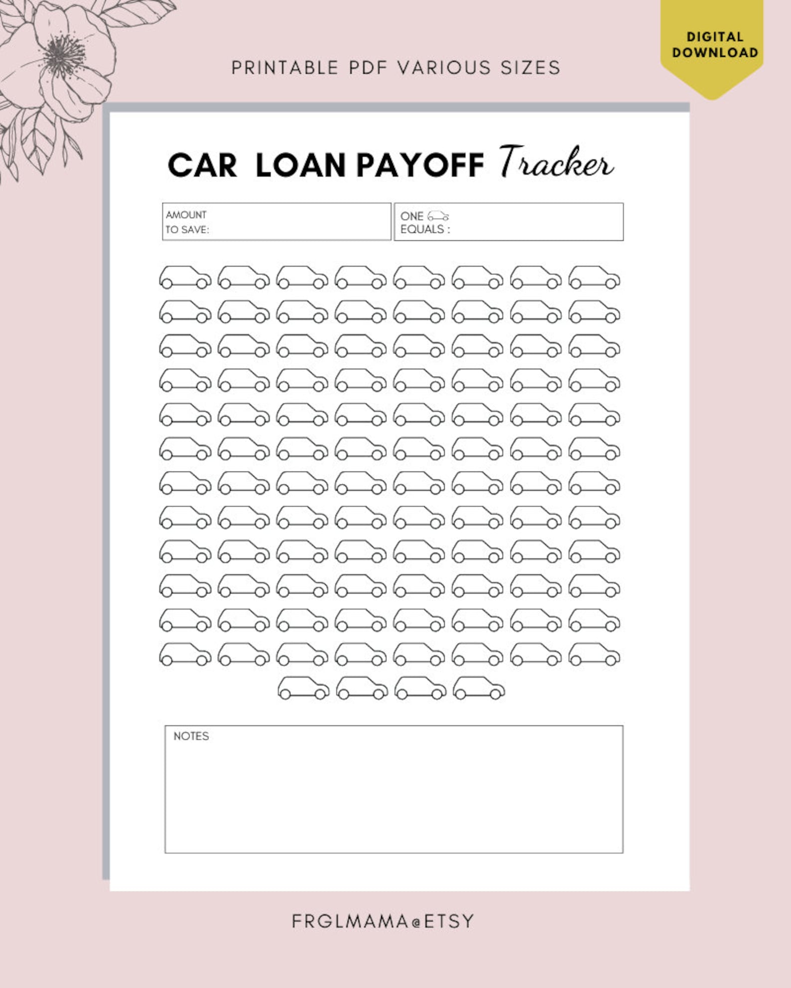 Car Payoff Tracker Car Loan Debt Payoff Tracker Printable - Etsy