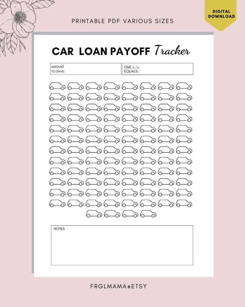 Car Payoff Tracker Car Loan Debt Payoff Tracker Printable - Etsy
