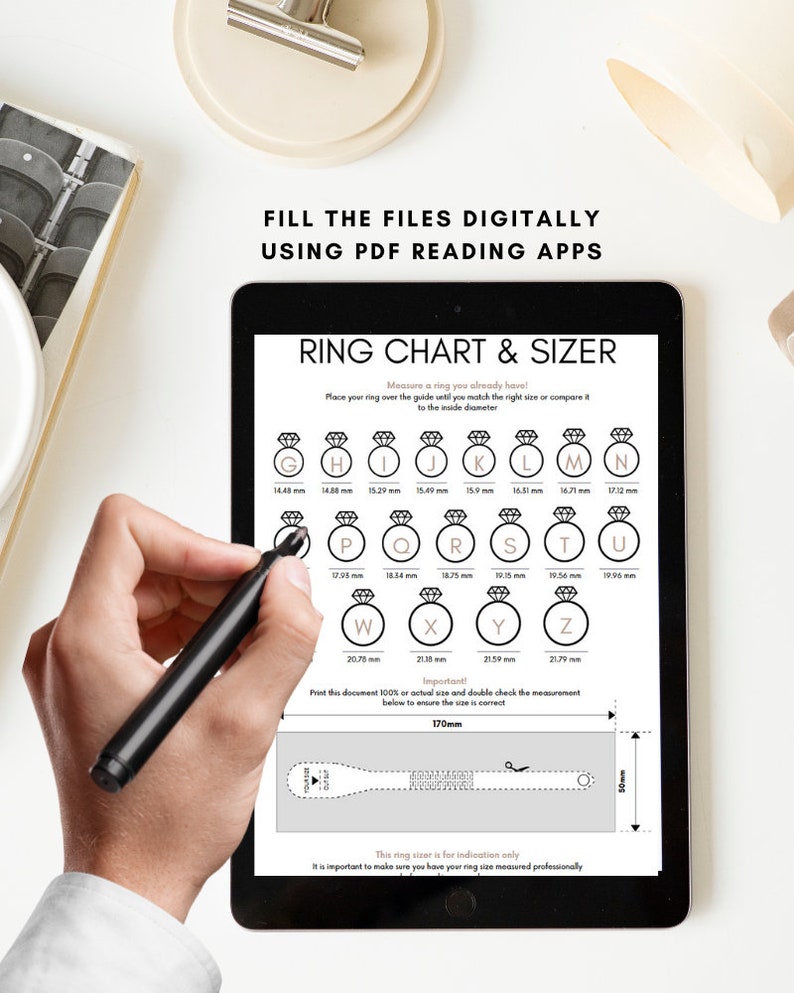 Printable Ring Sizer: Ring Size Chart & Conversion (A4 PDF) - Etsy