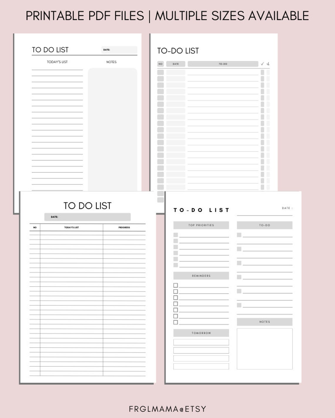 Minimalist to Do List Printable Bundle to Do List Pages | Etsy