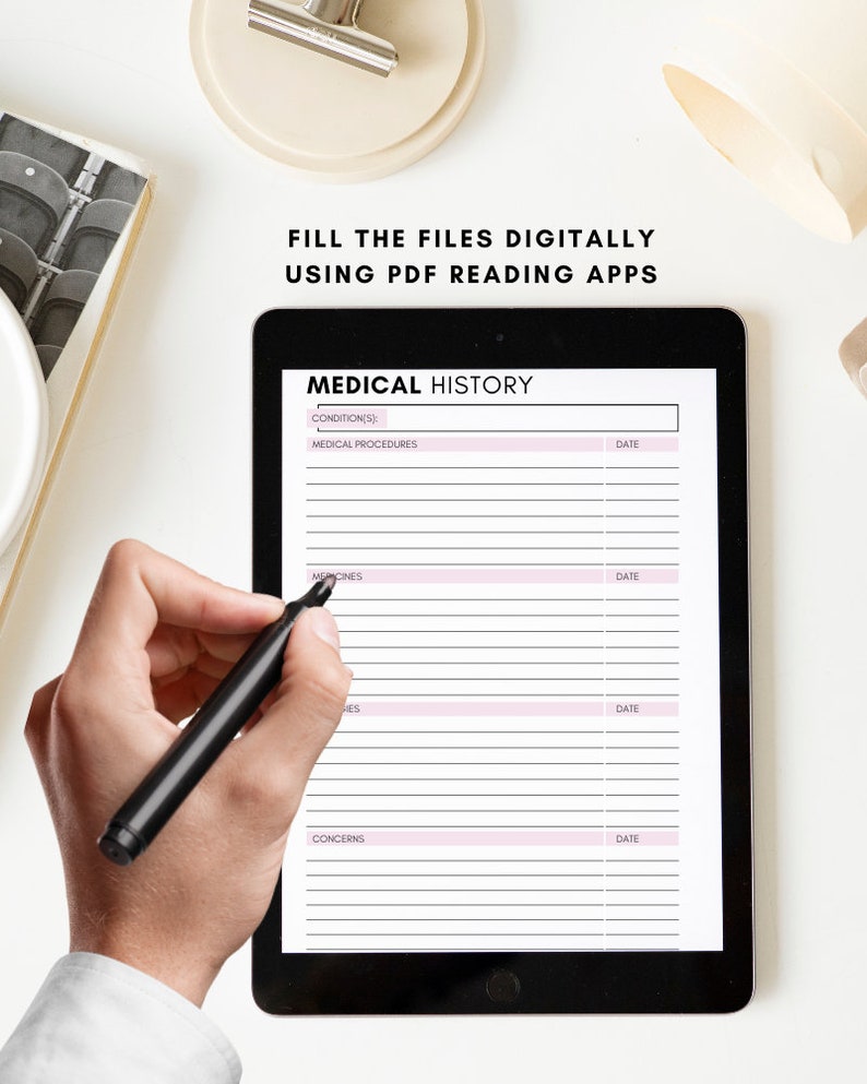 Medication Record Printable Medical History List Info A4 A5 Letter