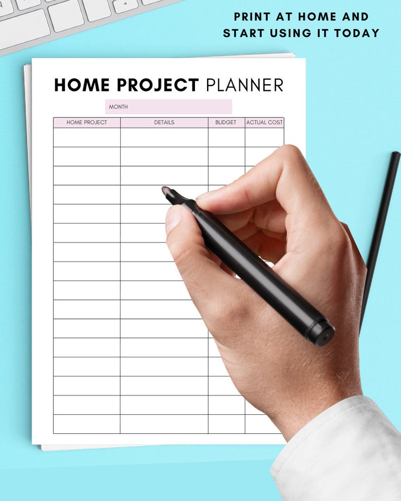 Home Project Planner Printable: Renovation Budget Template (digital ...