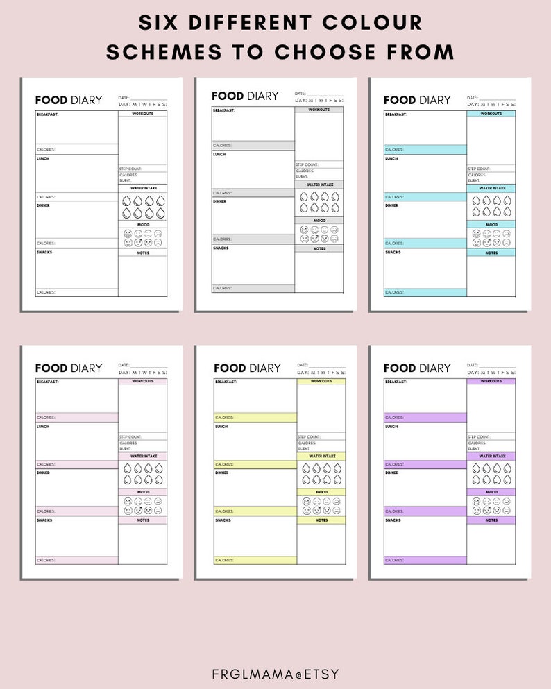 Daily Food Diary Printable A4 A5 Printable Daily Food - Etsy Ireland
