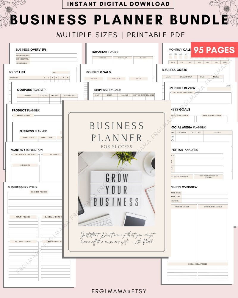 Business Plan Template: Printable Business Planner (A4 A5 LETTER PDF ...