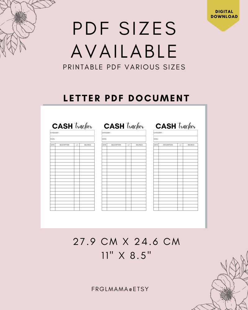 Cash Envelope Inserts Cash Transaction Register Cash - Etsy Canada