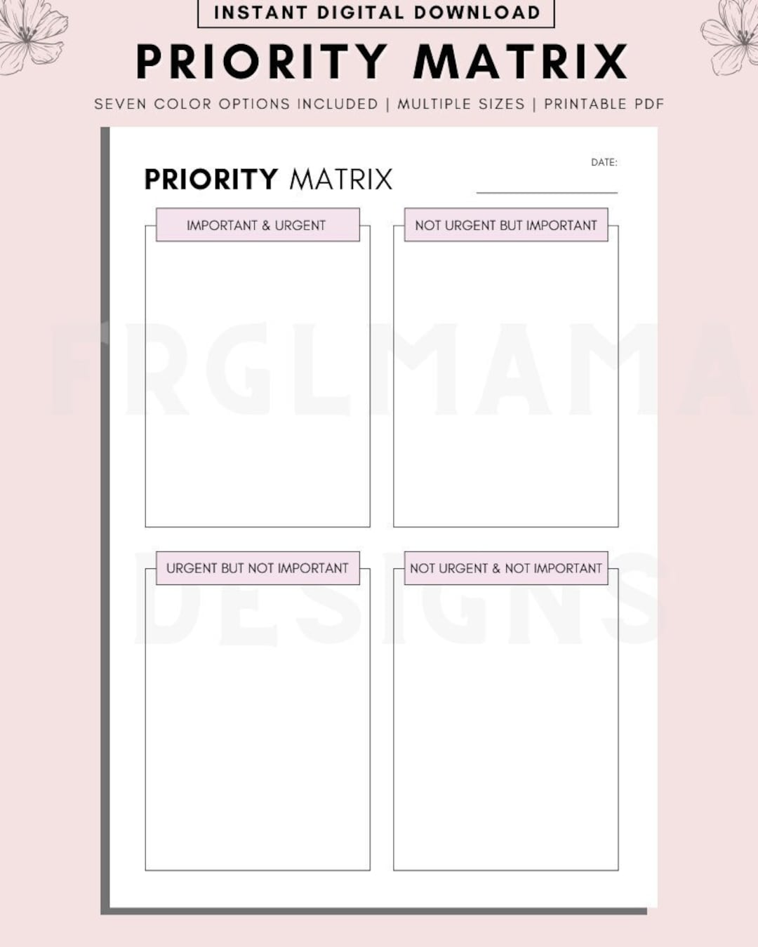 Priority Matrix Worksheet, Priority Matrix Printable, Decision Matrix ...