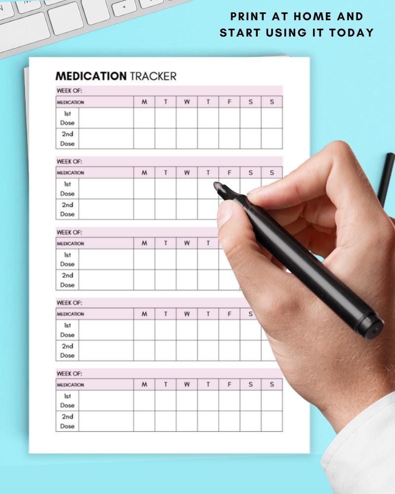 Printable Medication Tracker, Weekly & Monthly Pill Log (PDF) - Etsy