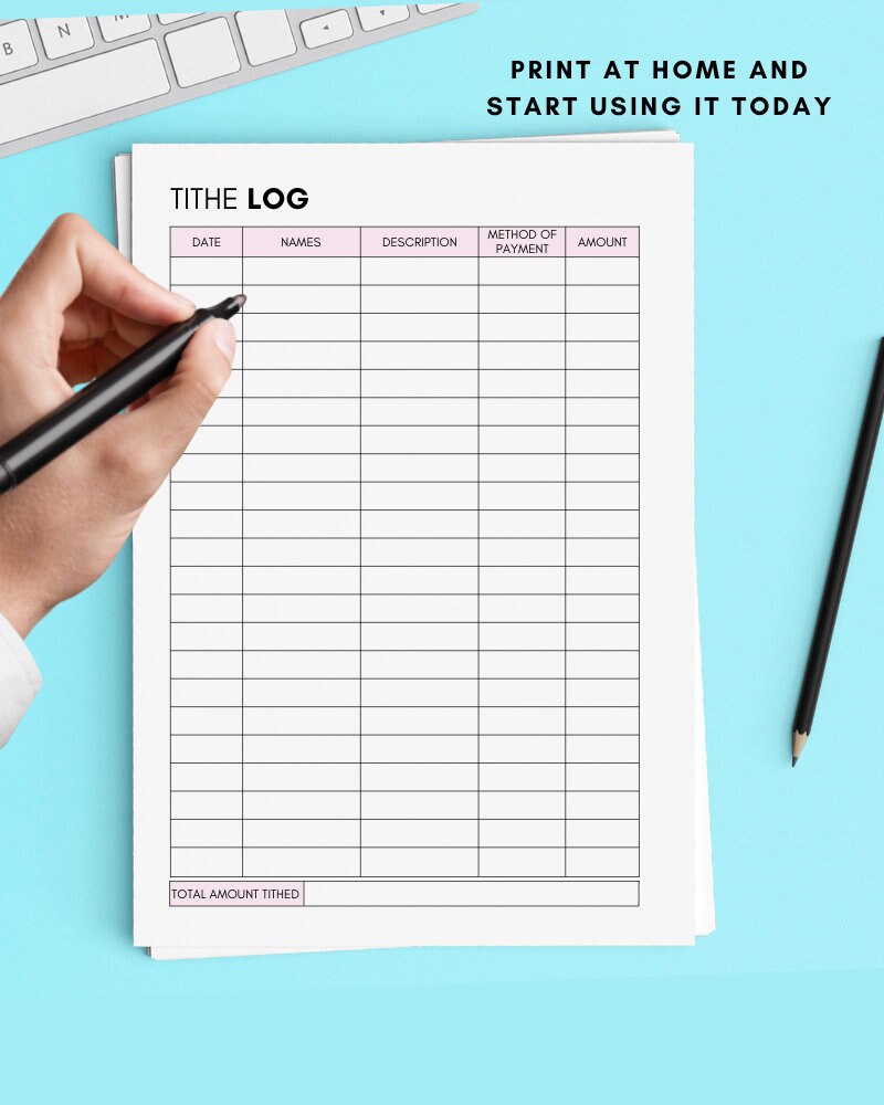 Printable Tithe Record One Page Giving Log Financial - Etsy UK