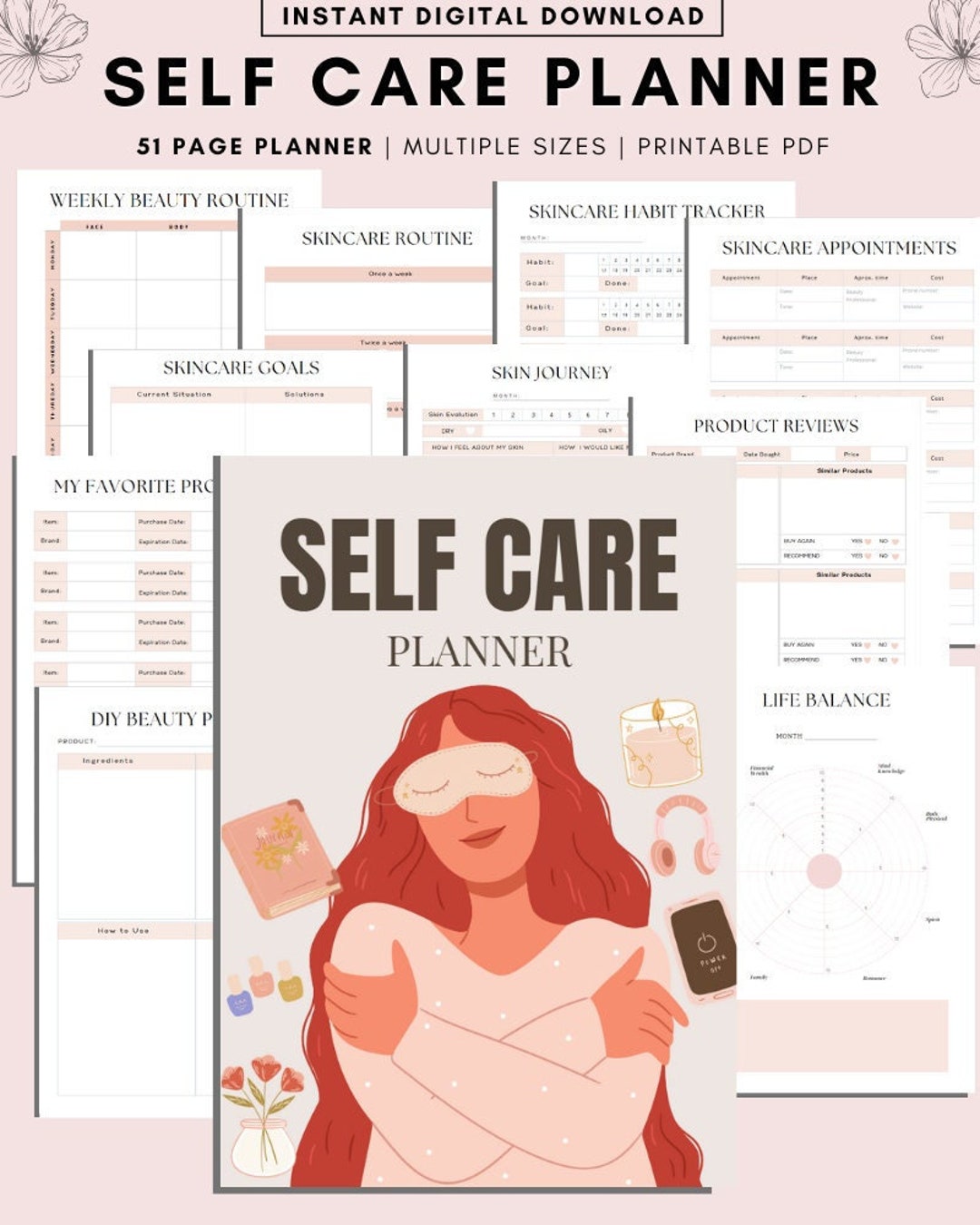 Self-care Planner Printable Mindfulness Workbook Self-love Journal ...