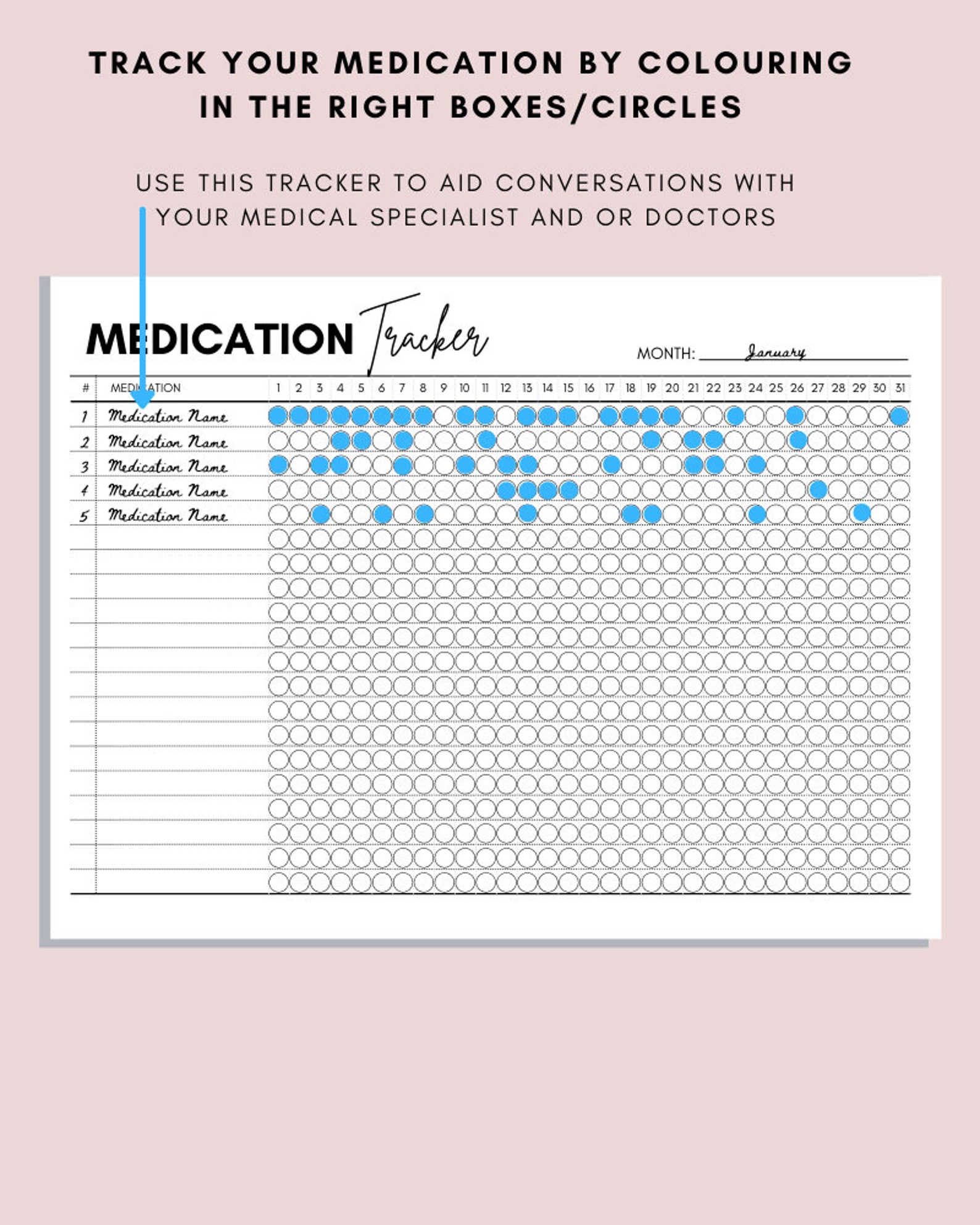Monthly Medication Tracker Printable, Med Tracker, Chart Monthly ...